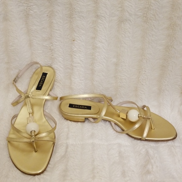 Escada | Shoes | Escada Gold Tone Sandals | Poshmark